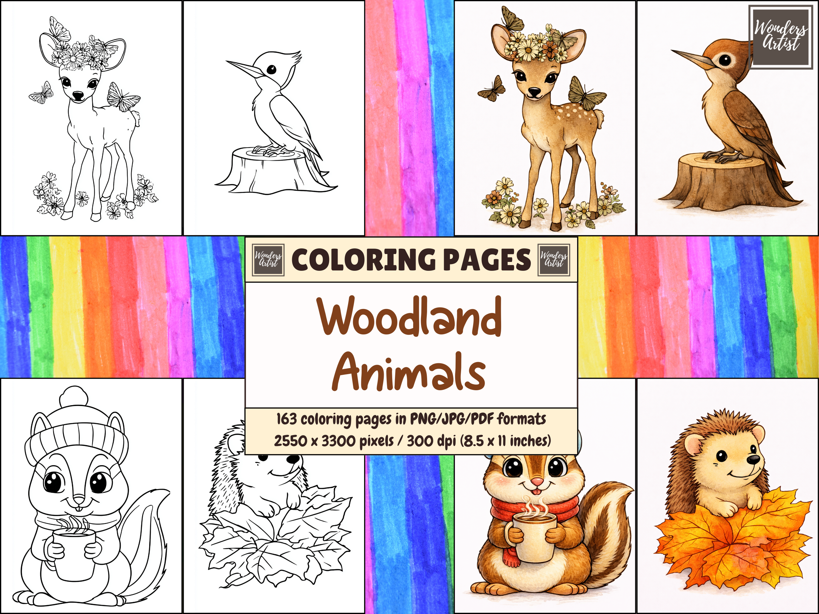Woodland Animals Coloring Pages — WondersArtist