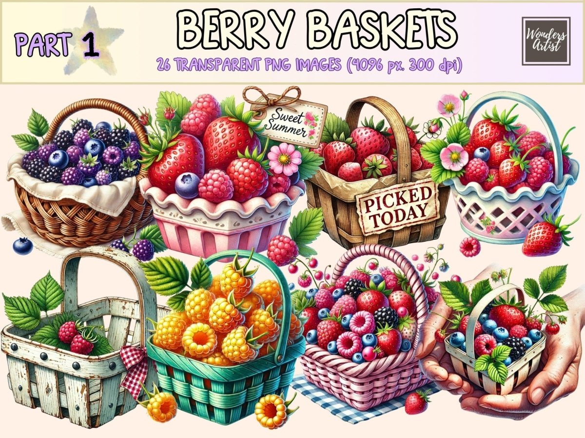 Berry Baskets Clipart - WondersArtist