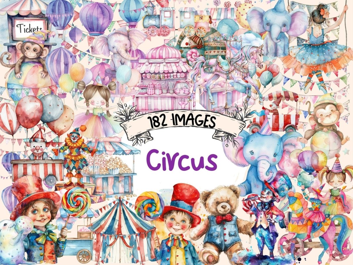 Circus Watercolor Clipart