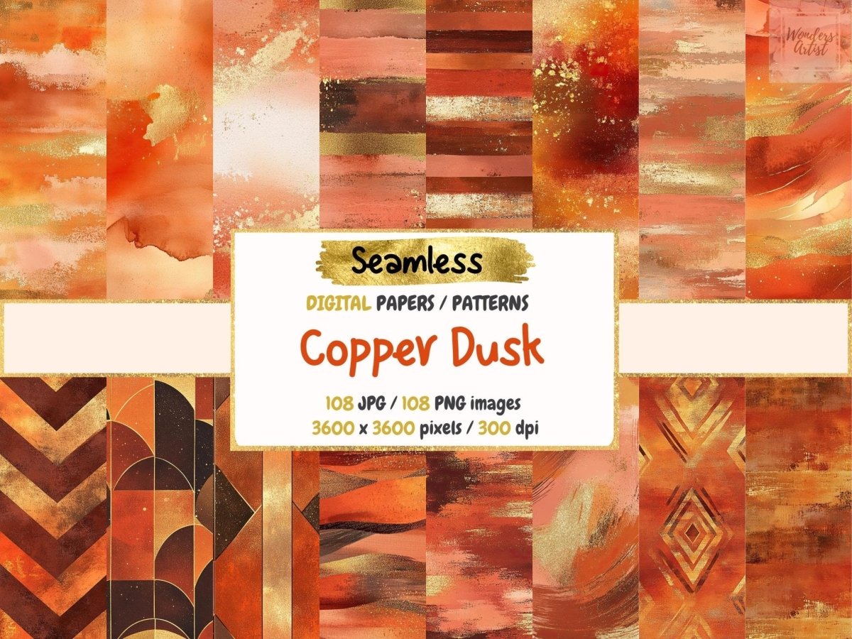 Copper Dusk Seamless Digital Paper - Wonders Artist