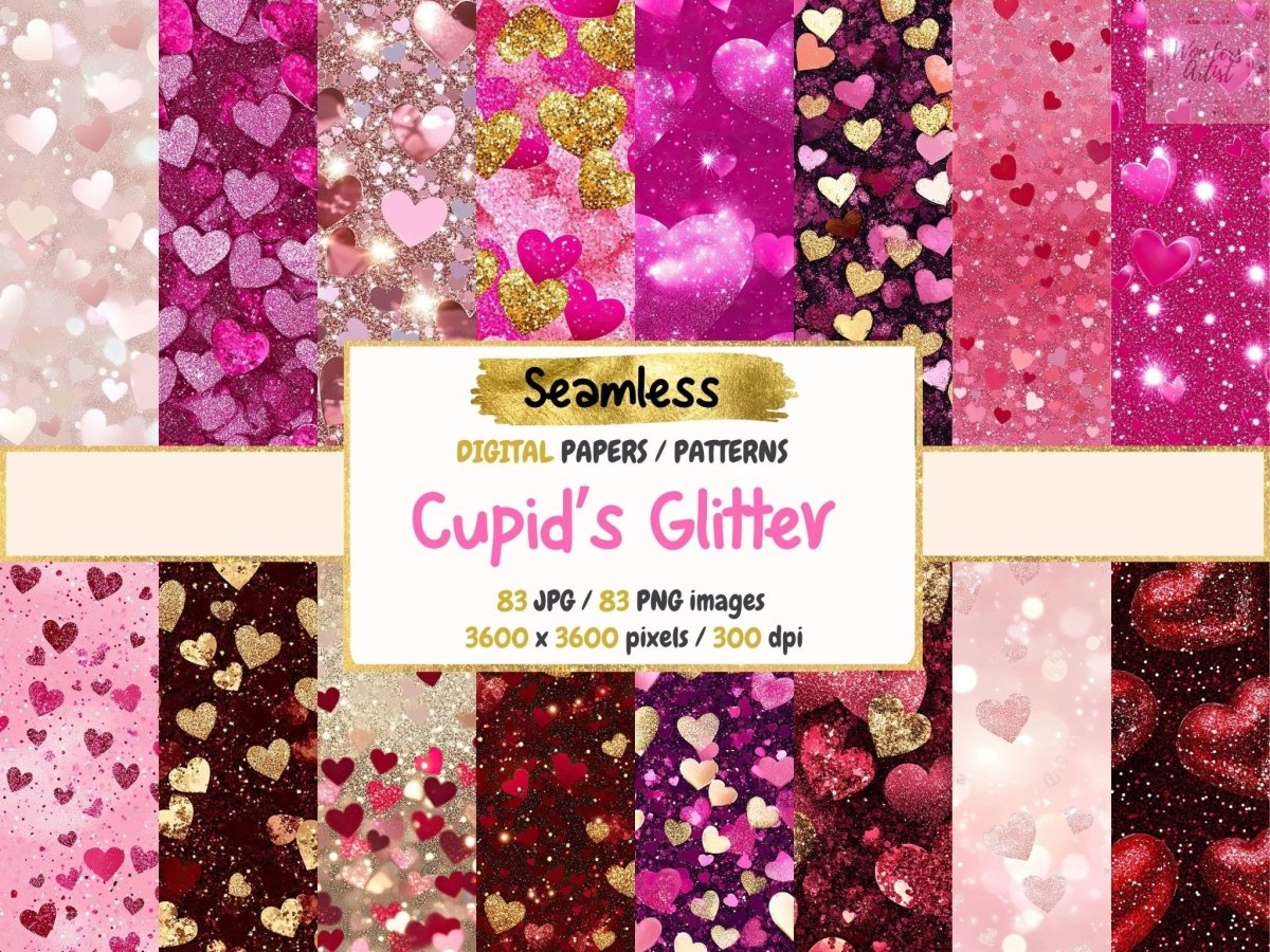Cupid's Glitter Seamless Digital Paper - Wonders Artist