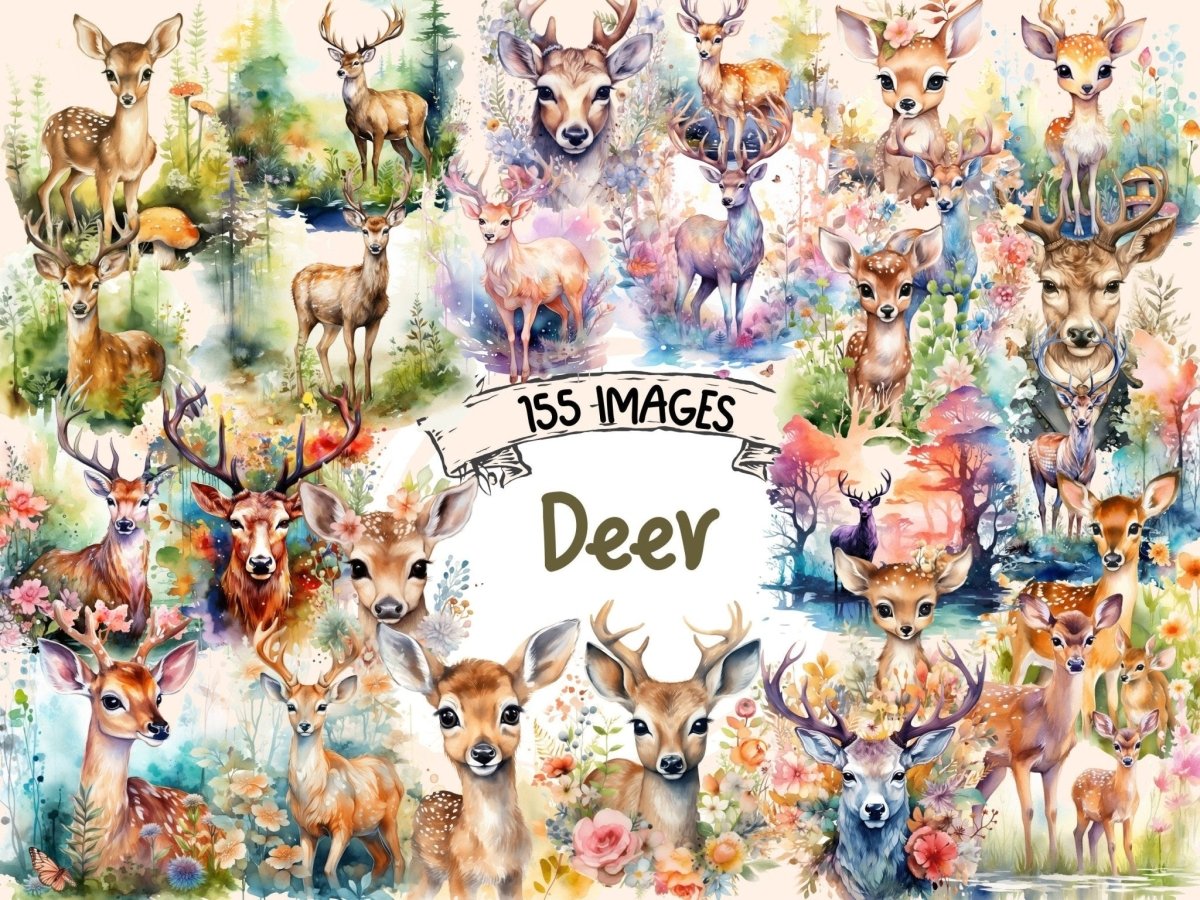 Deer Watercolor Clipart