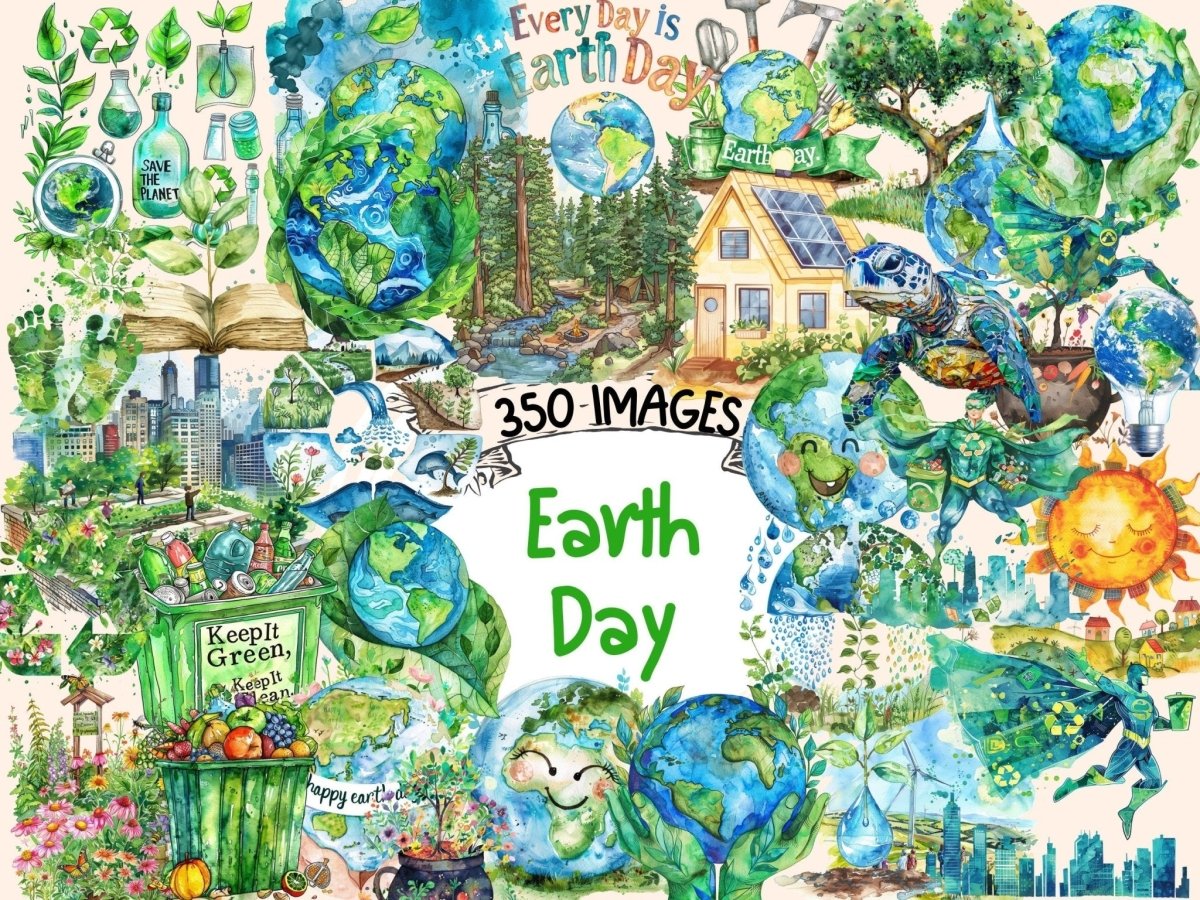 Earth Day Watercolor Clipart