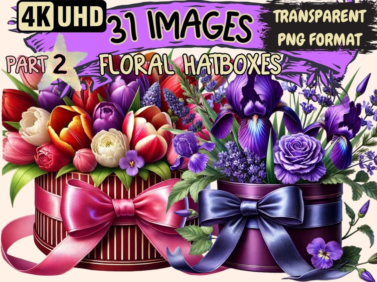 Floral Hatboxes (P2) Clipart - Wonders Artist