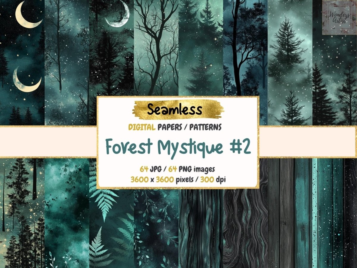 Forest Mystique #2 Seamless Pattern Digital Papers - WondersArtist