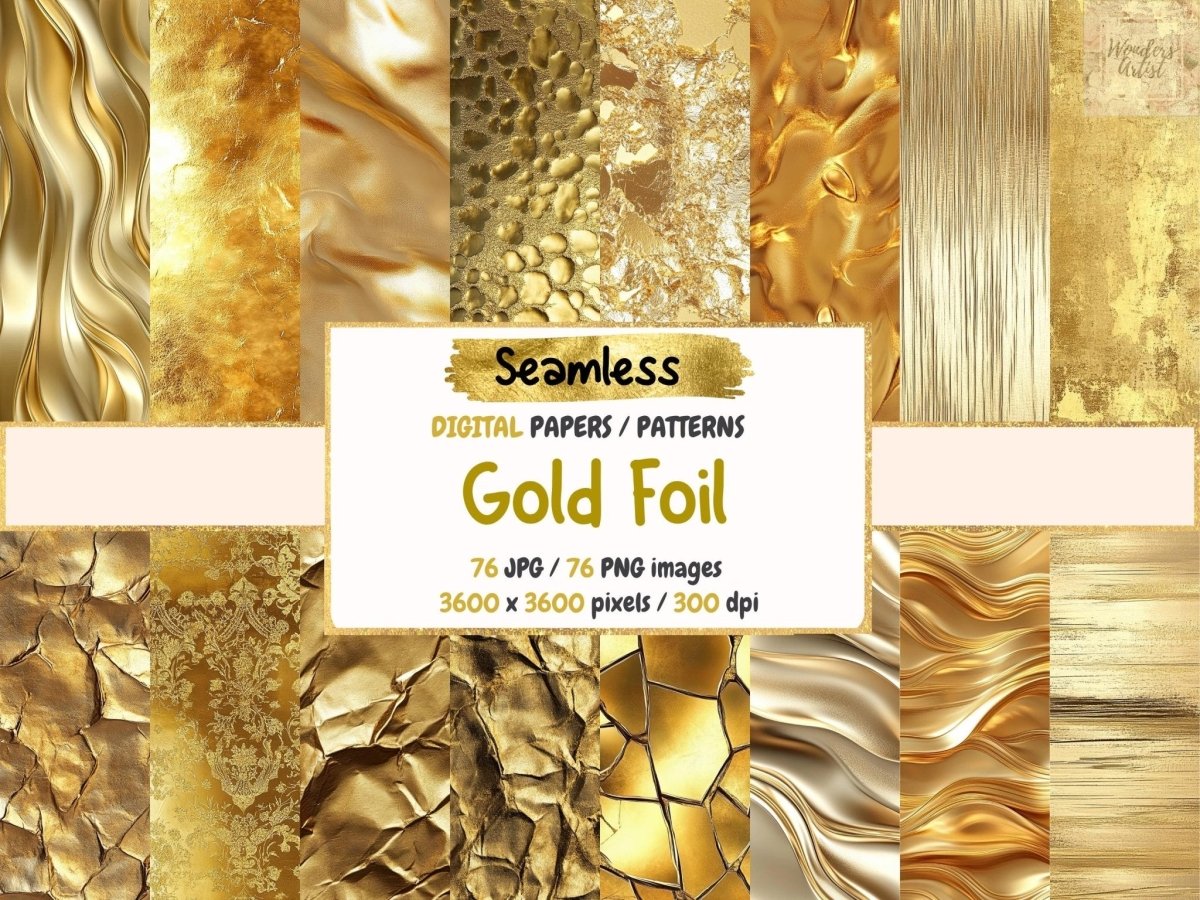 Gold Foil Seamless Digital Paper - Wonders Artist