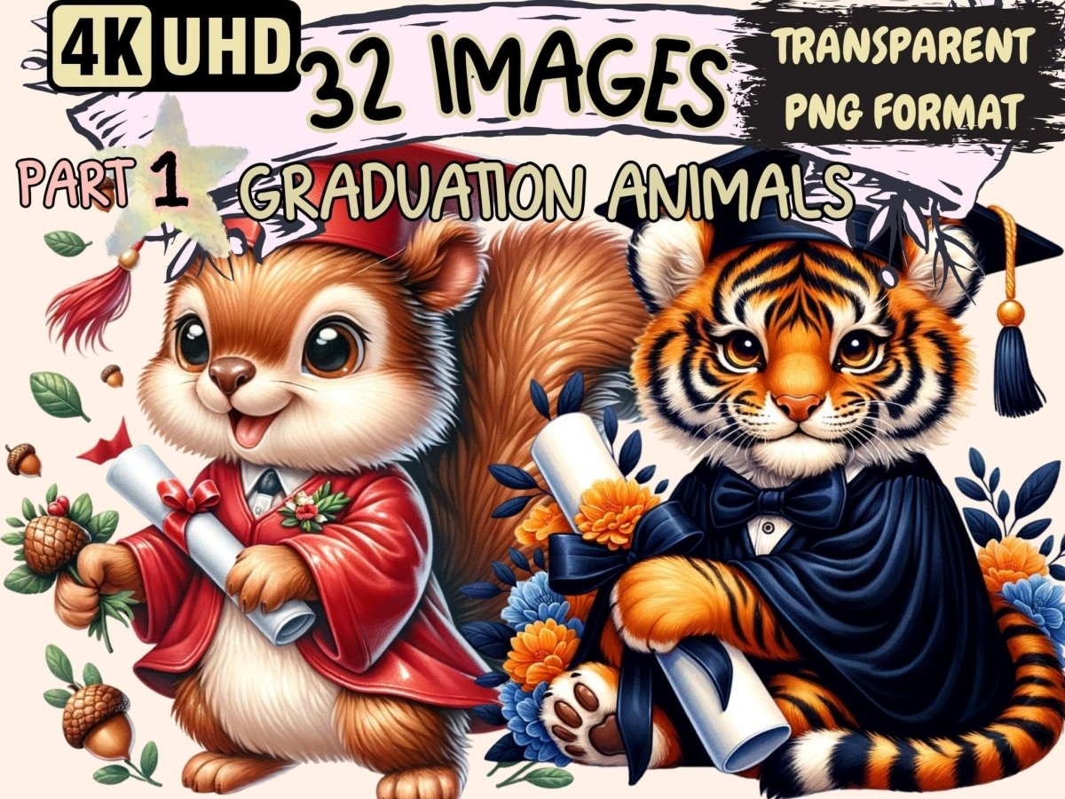Graduation Animals Clipart