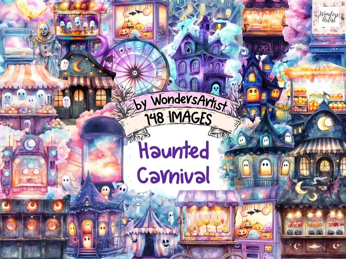 Haunted Carnival Watercolor Clipart - Wonders Artist