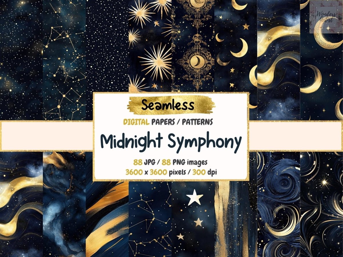 Midnight Symphony Seamless Digital Paper - Wonders Artist