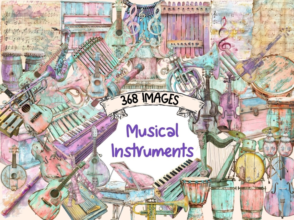 Musical Instruments Watercolor Clipart - Wonders Artist