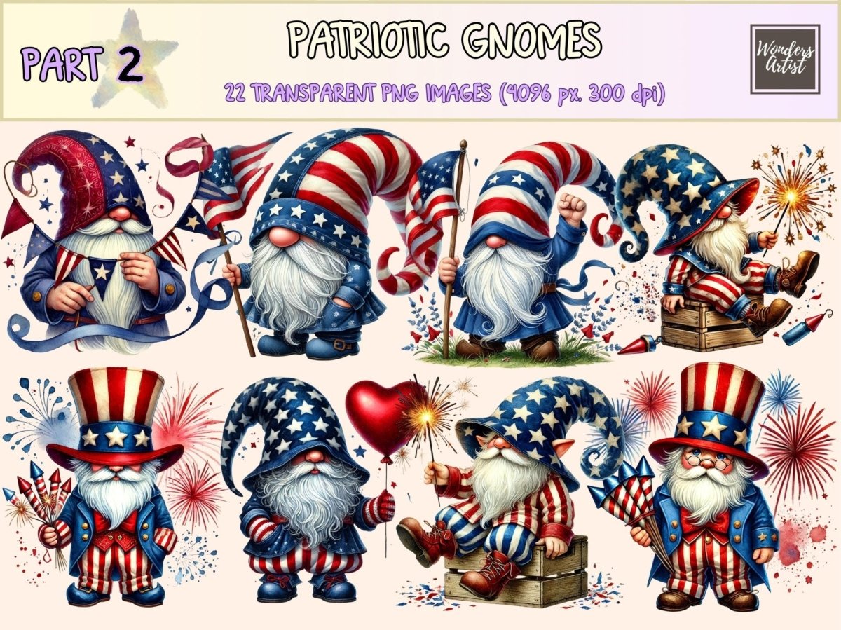 Patriotic Gnomes (P2) Clipart - WondersArtist