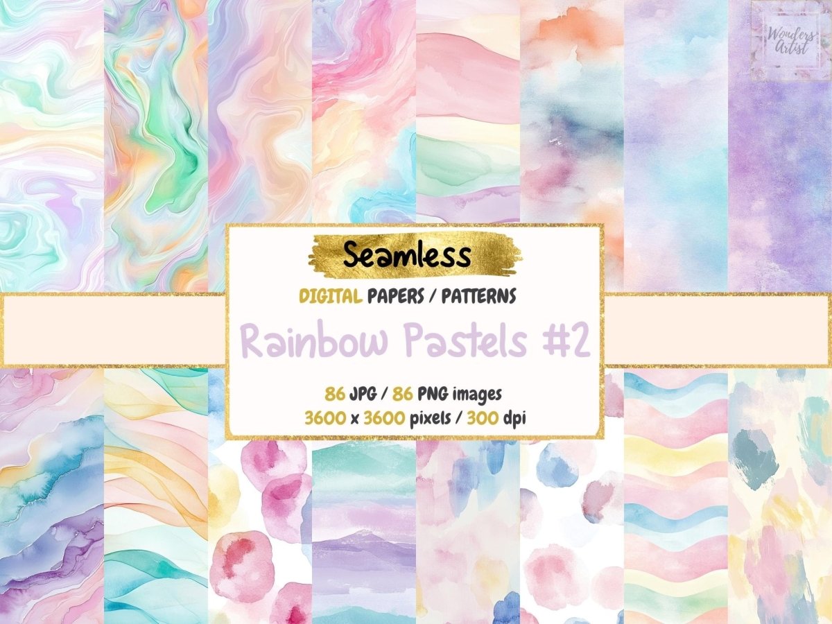 Rainbow Pastels #2 Seamless Digital Paper - Wonders Artist