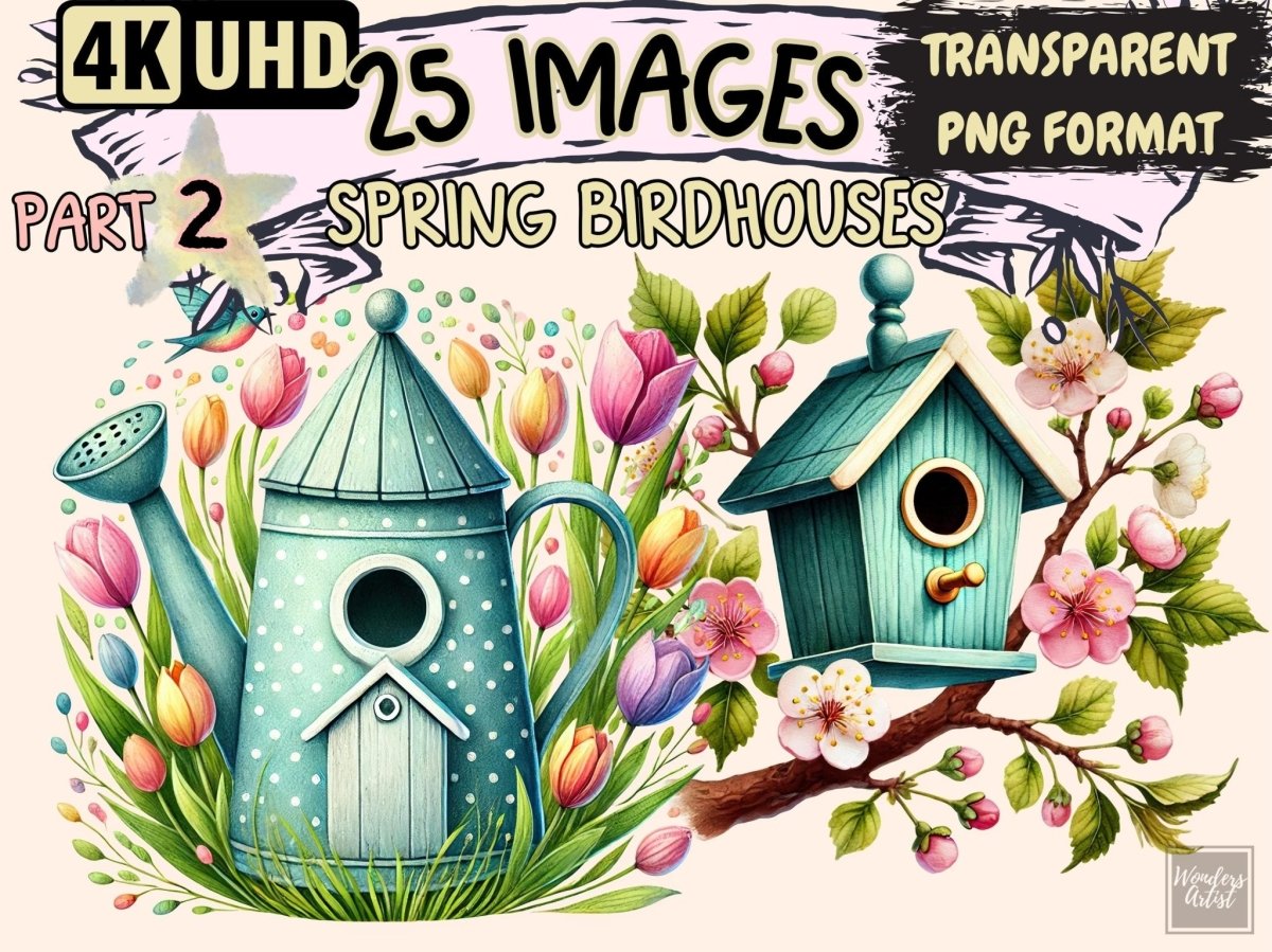 Spring Birdhouses (P2) Clipart - Wonders Artist