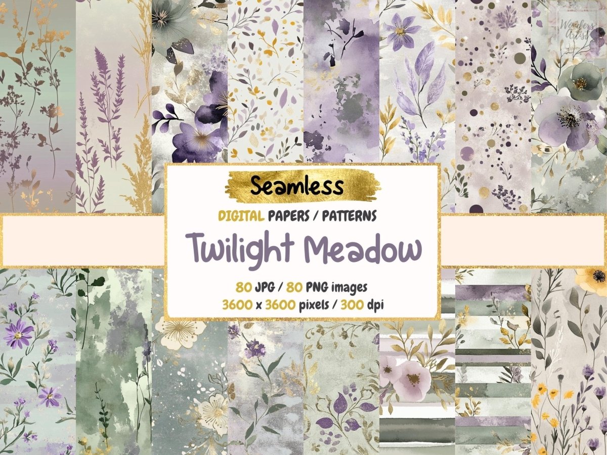 Twilight Meadow Seamless Digital Paper - Wonders Artist