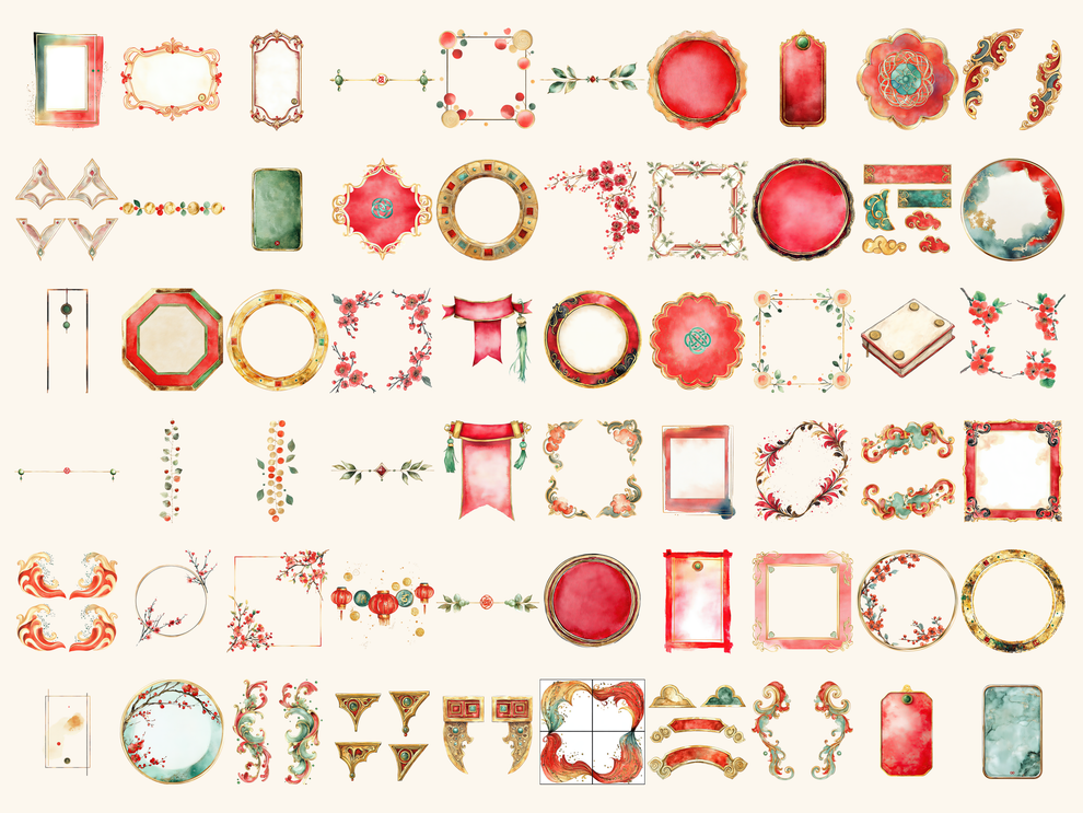 Lunar Borders Watercolor Clipart — WondersArtist