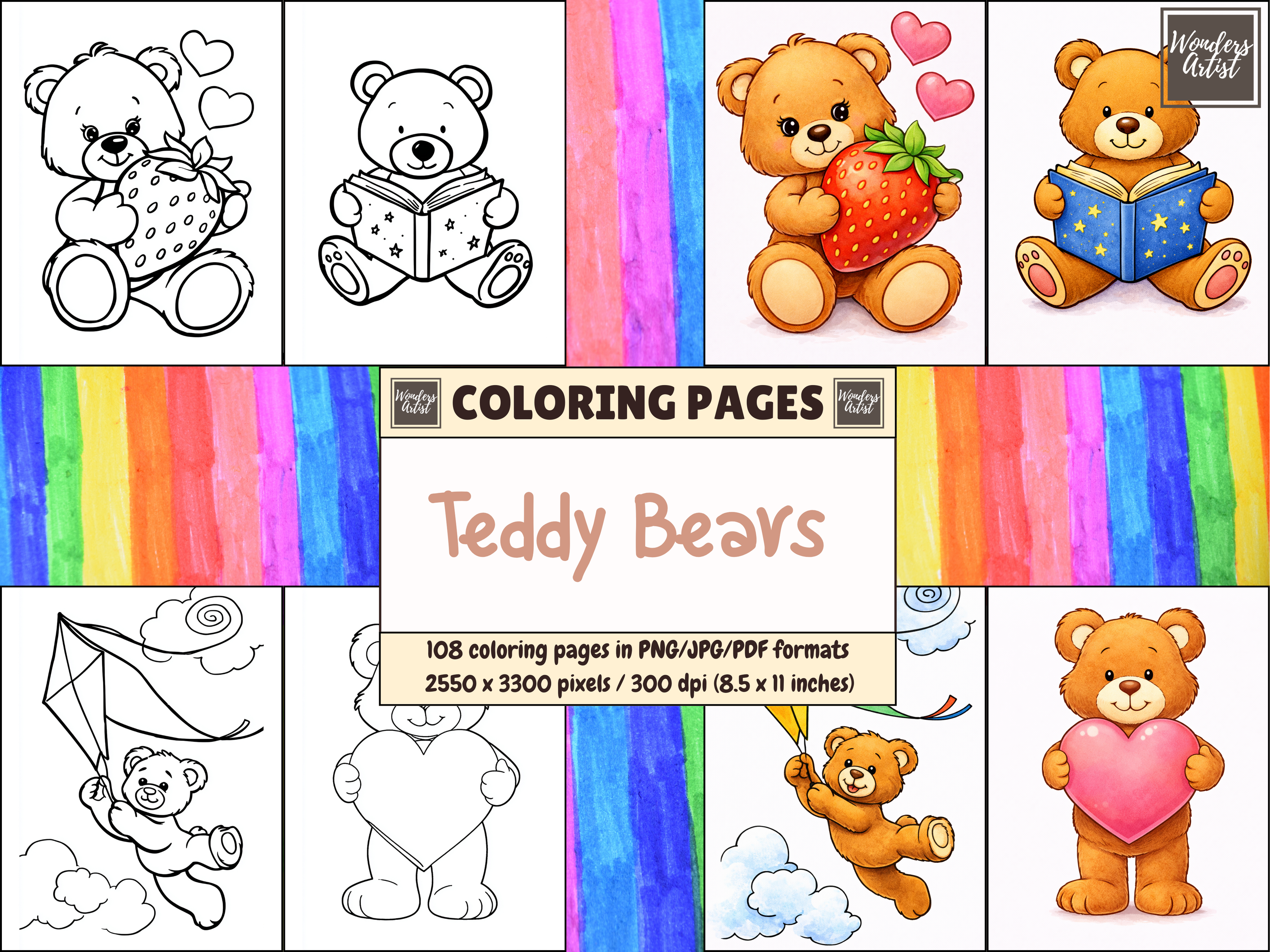 Teddy Bears Coloring Pages — WondersArtist