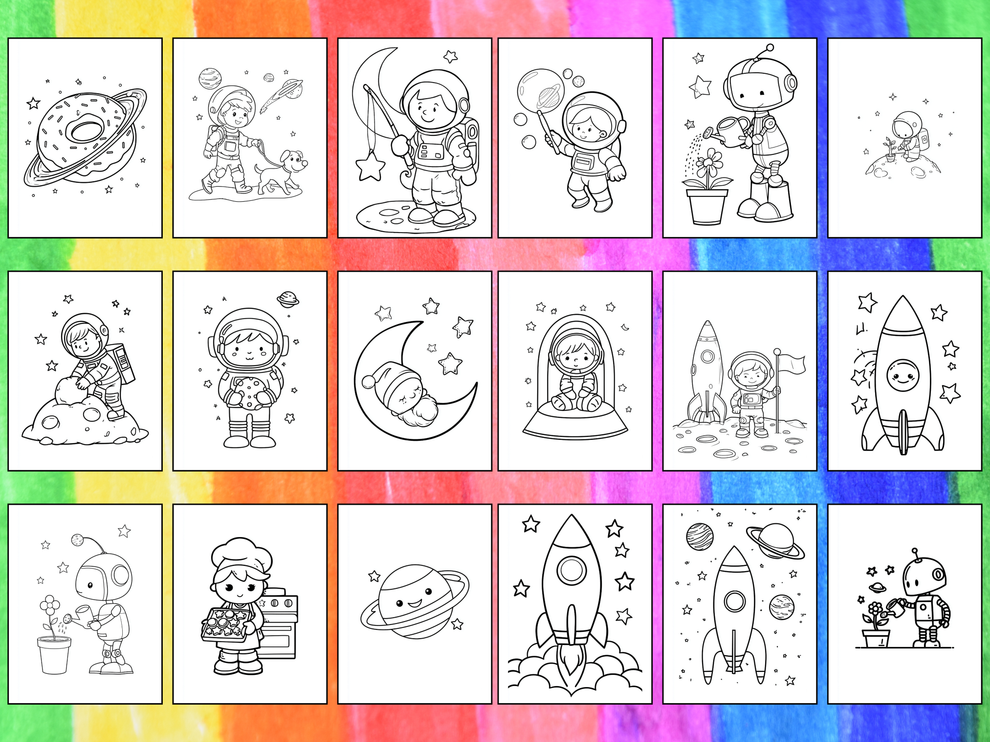 Space Kids Coloring Pages — WondersArtist