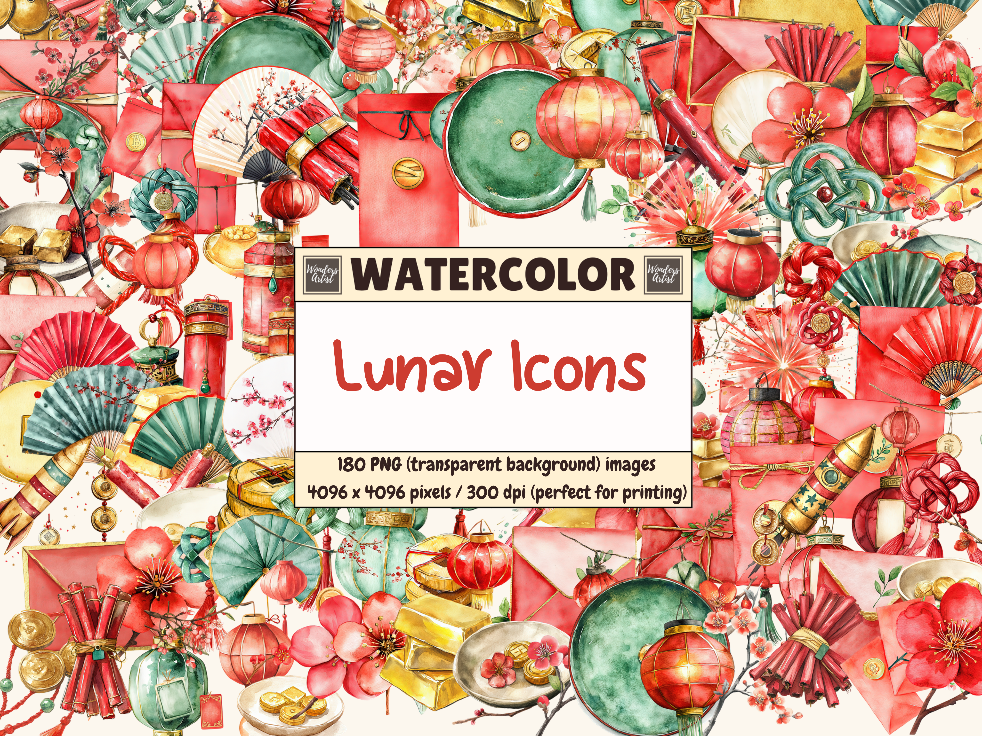 Pastel Lunar Watercolor Clipart — WondersArtist