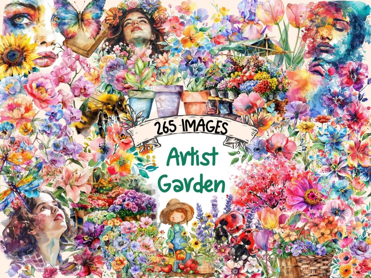 Artist Garden Watercolor Clipart - Wonders Artist