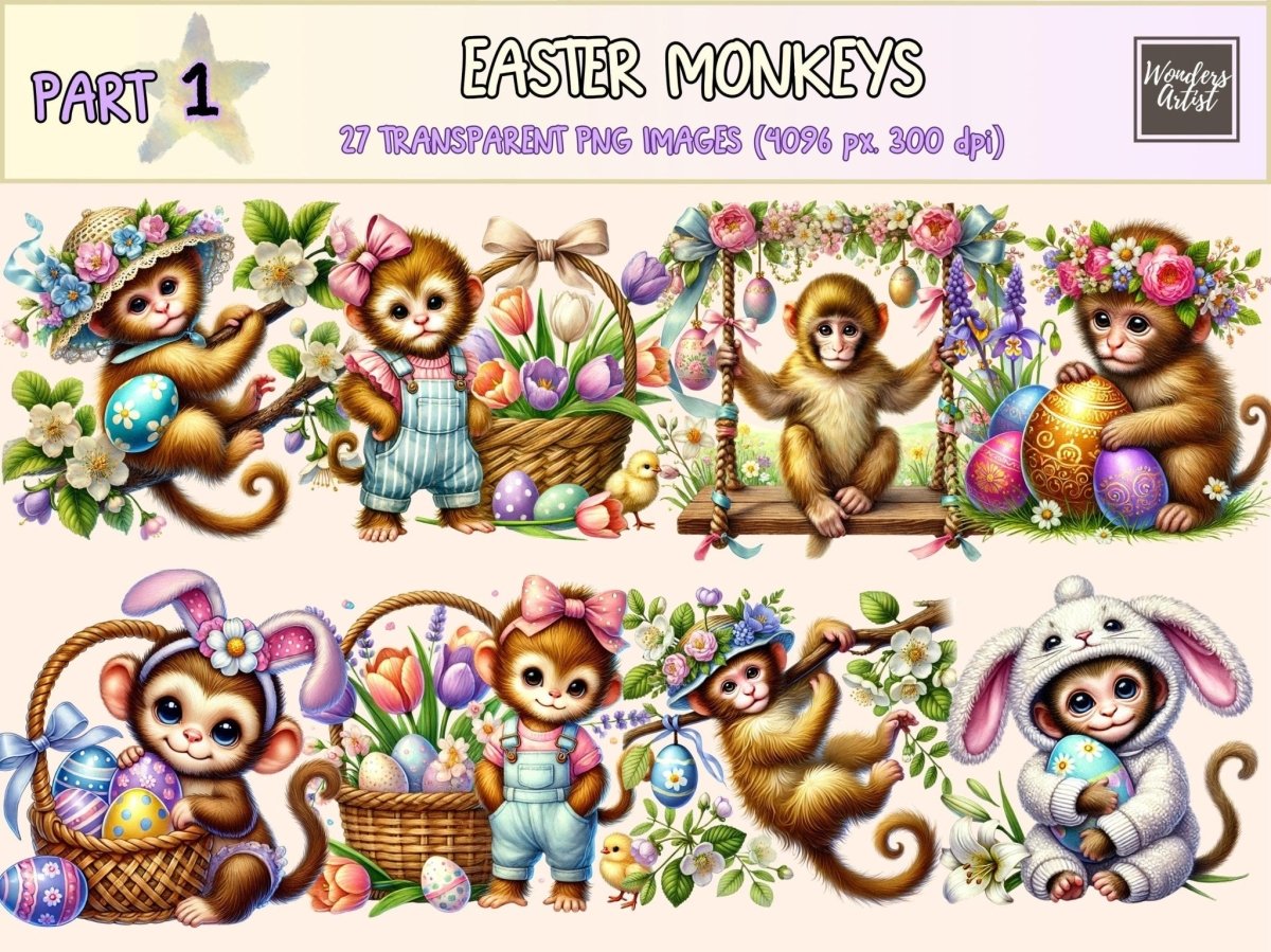 Easter Monkeys Clipart - Wonders Artist