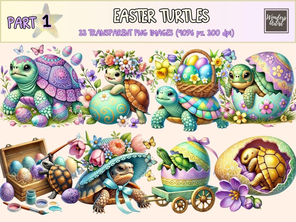 Easter Turtles Clipart - WondersArtist