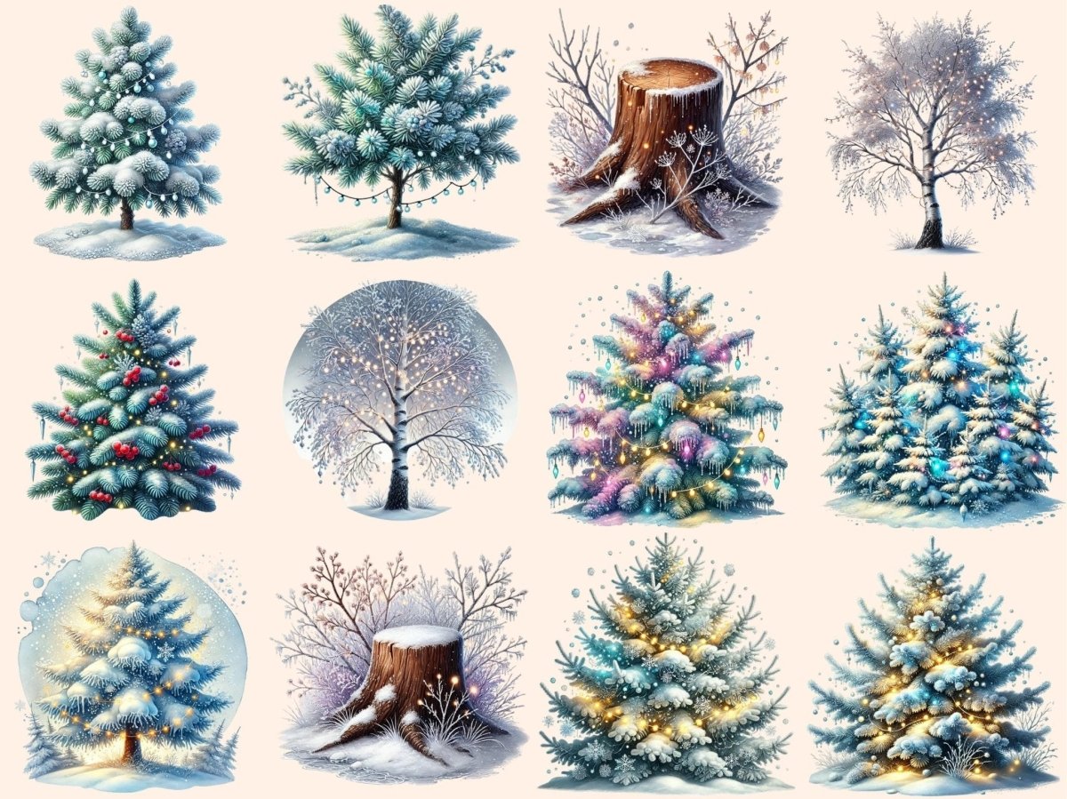Frosted Trees Clipart - Wonders Artist