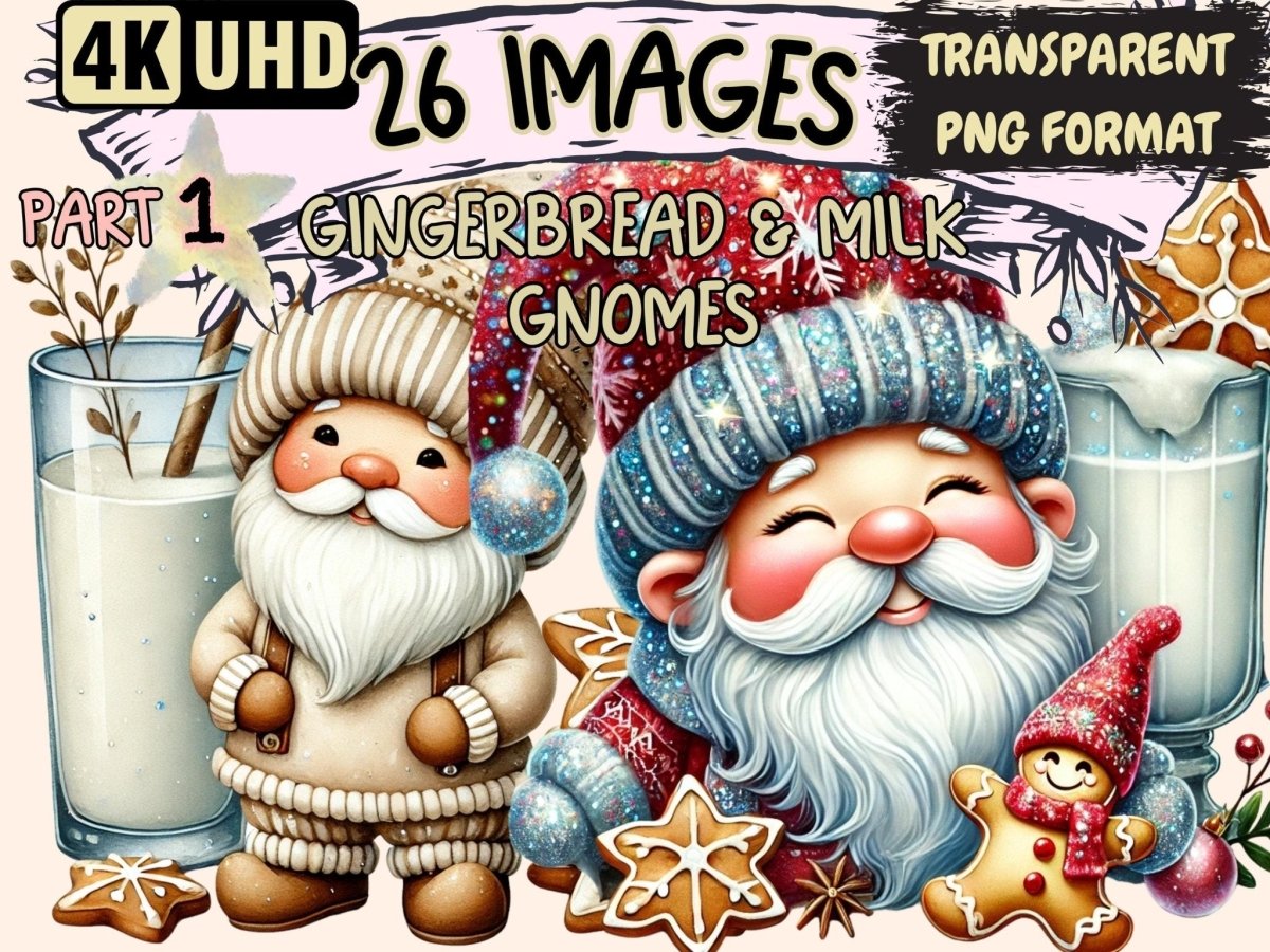 Gingerbread & Milk Gnomes Clipart - Wonders Artist