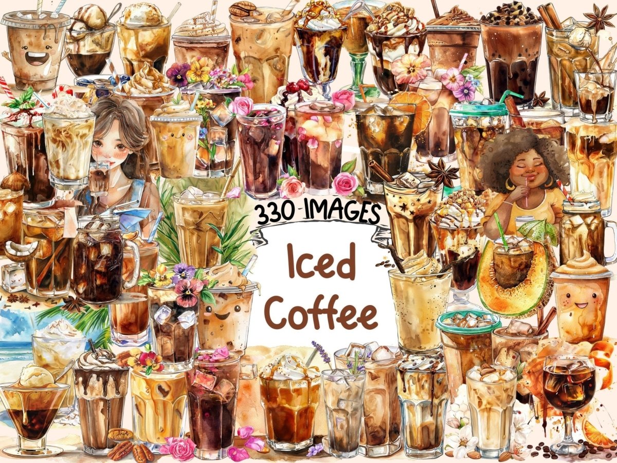 Iced Coffee Watercolor Clipart - Wonders Artist
