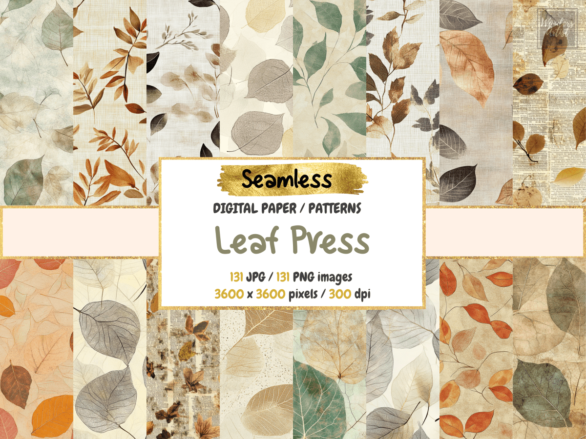 Leaf Press Digital Paper - WondersArtist — WondersArtist