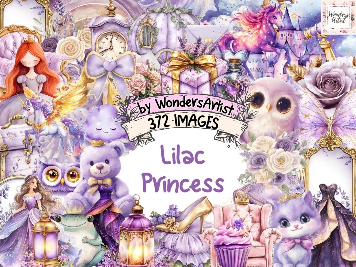 Lilac Princess Watercolor Clipart - Wonders Artist