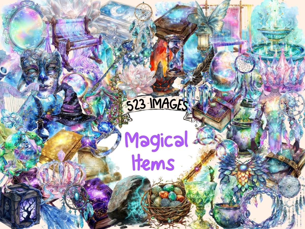 Magical Items Watercolor Clipart - Wonders Artist