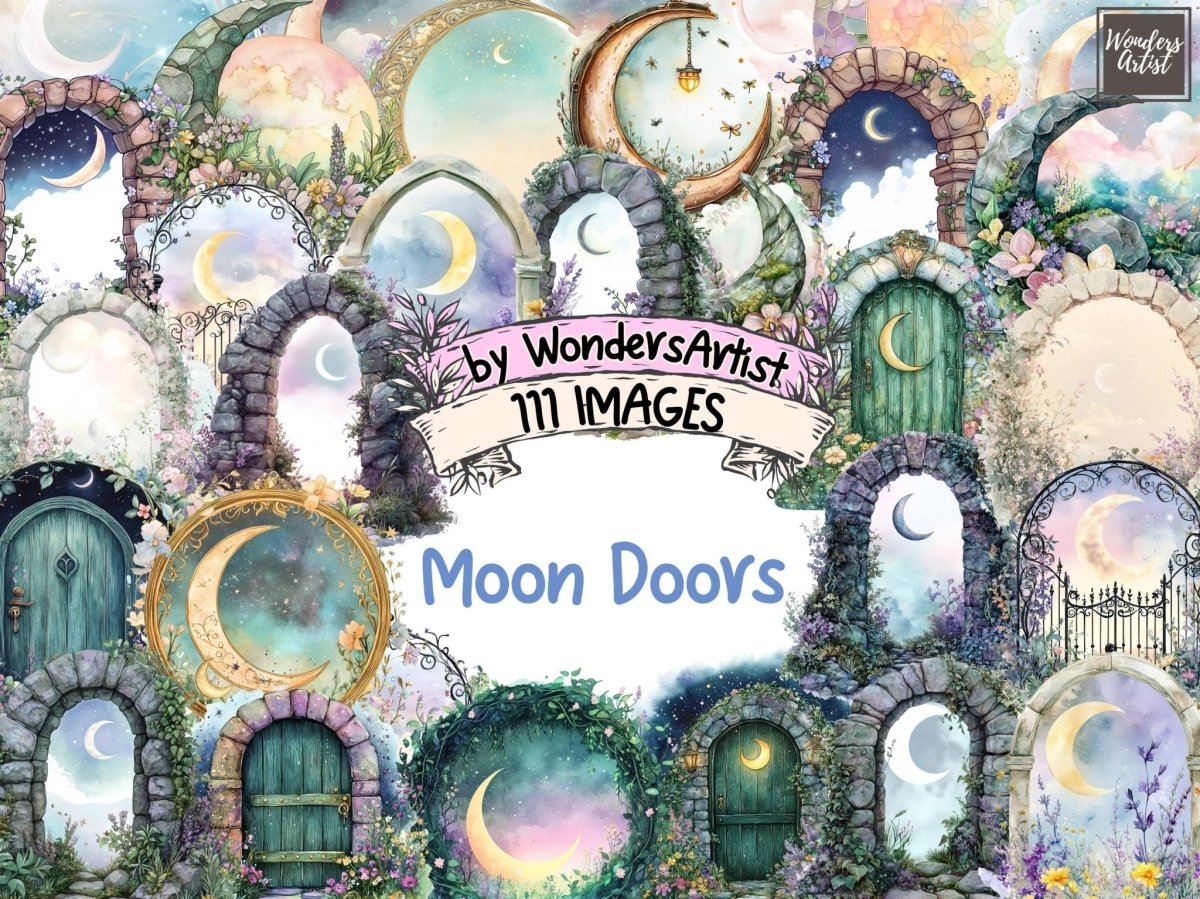 Moon Doors Watercolor Clipart - Wonders Artist