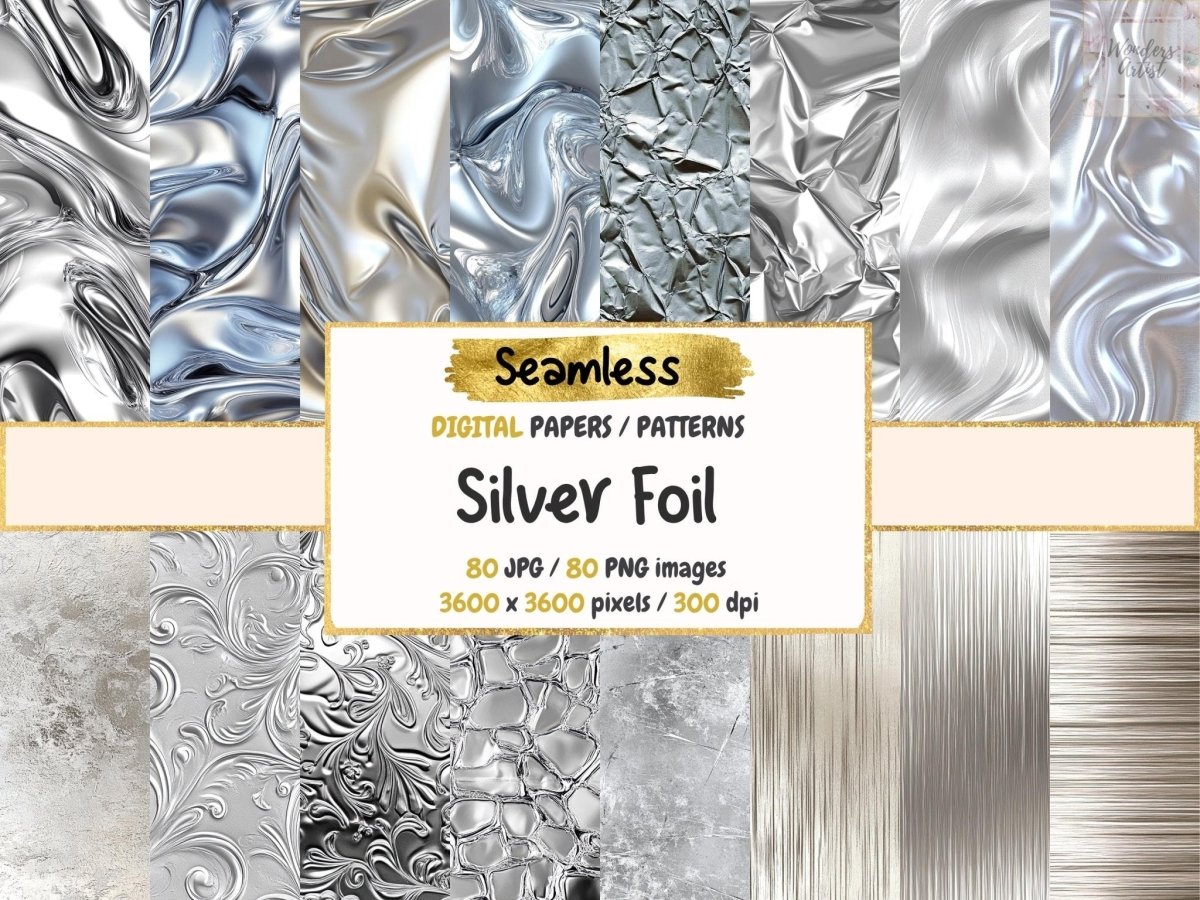 Silver Foil Seamless Digital Paper - Wonders Artist