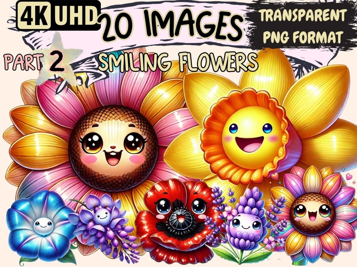 Smiling Flowers (P2) Clipart - WondersArtist