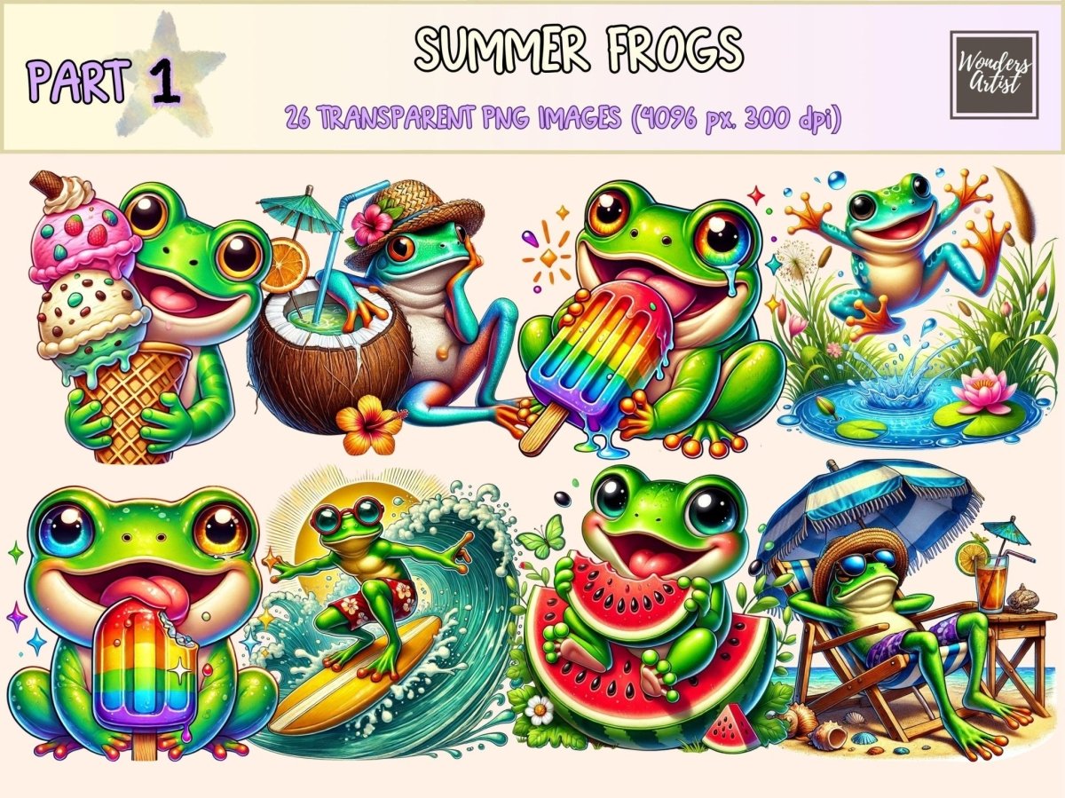 Summer Frogs Clipart - WondersArtist — WondersArtist