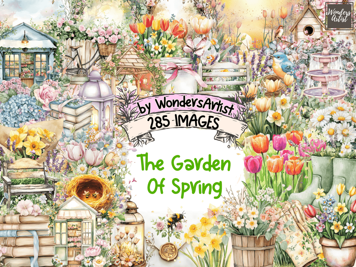 The Garden of Spring Watercolor Clipart - Wonders Artist
