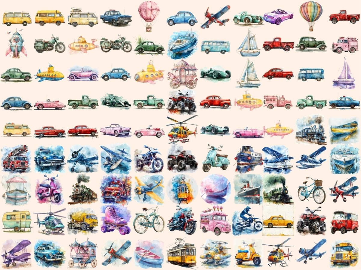 Transportation Watercolor Clipart - WondersArtist — WondersArtist