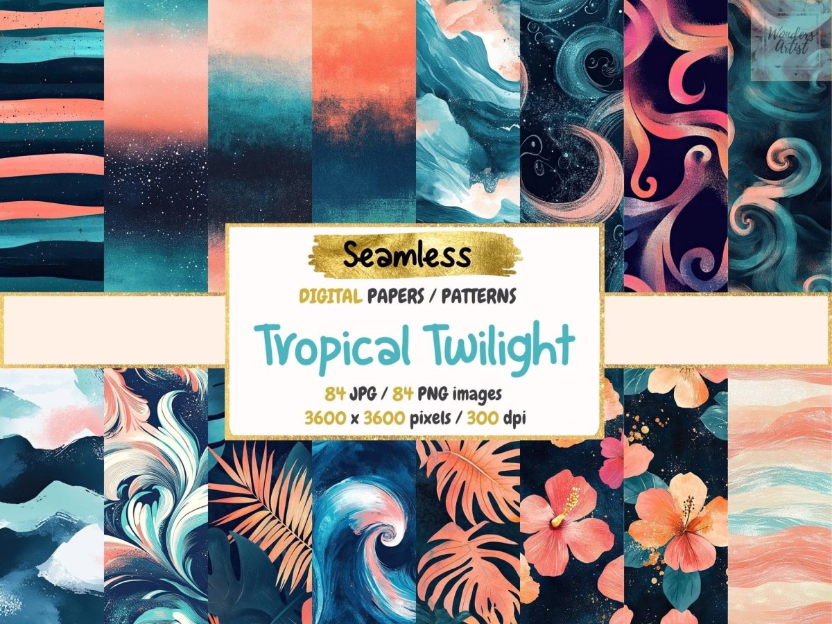 Tropical Twilight Seamless Digital Paper - Wonders Artist