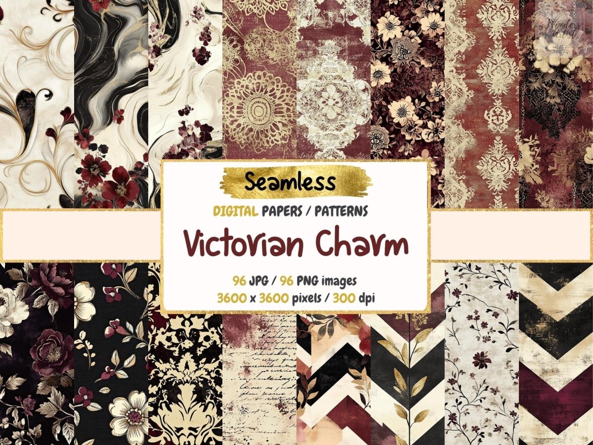 Victorian Charm Seamless Digital Paper - Wonders Artist
